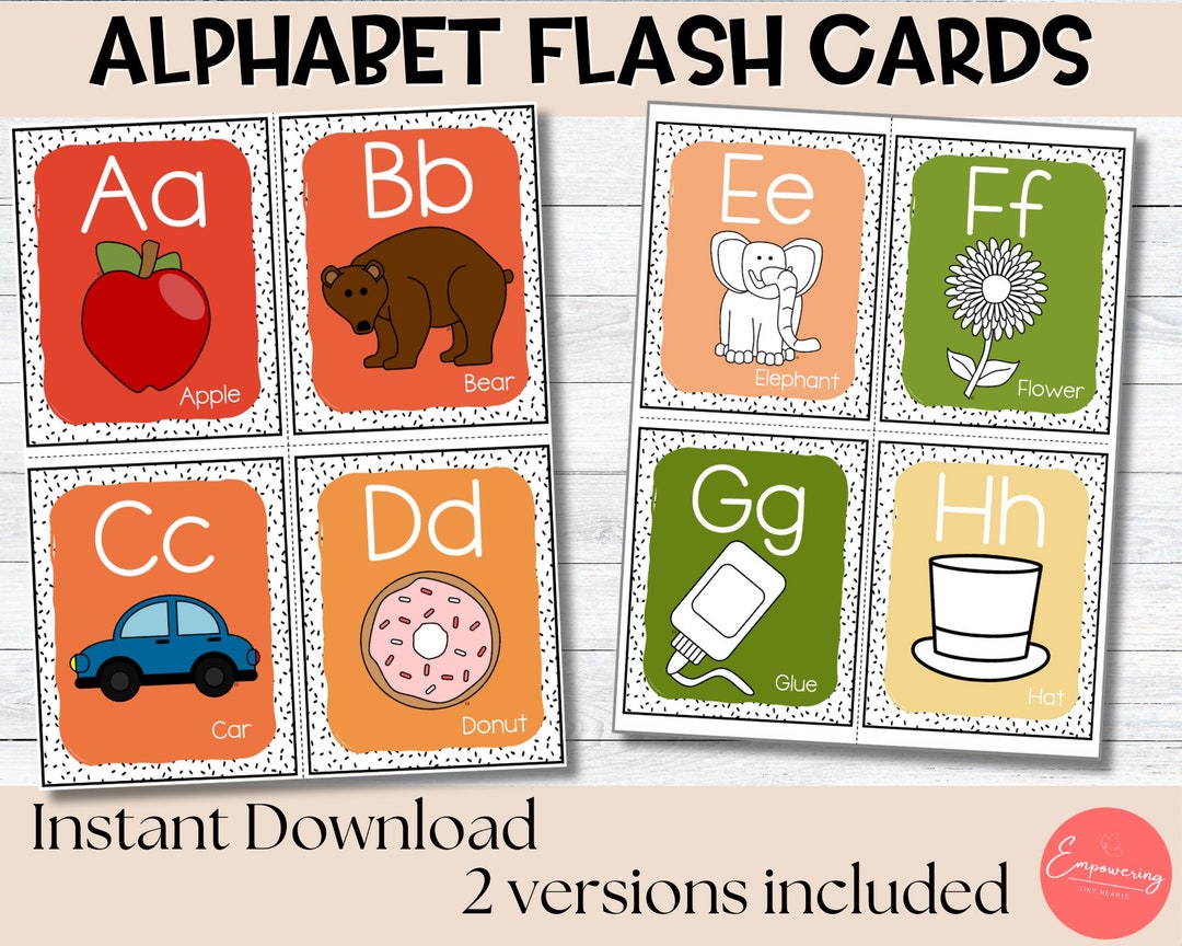 Alphabet Flash Cards, Early Learning (digital Download) - Etsy