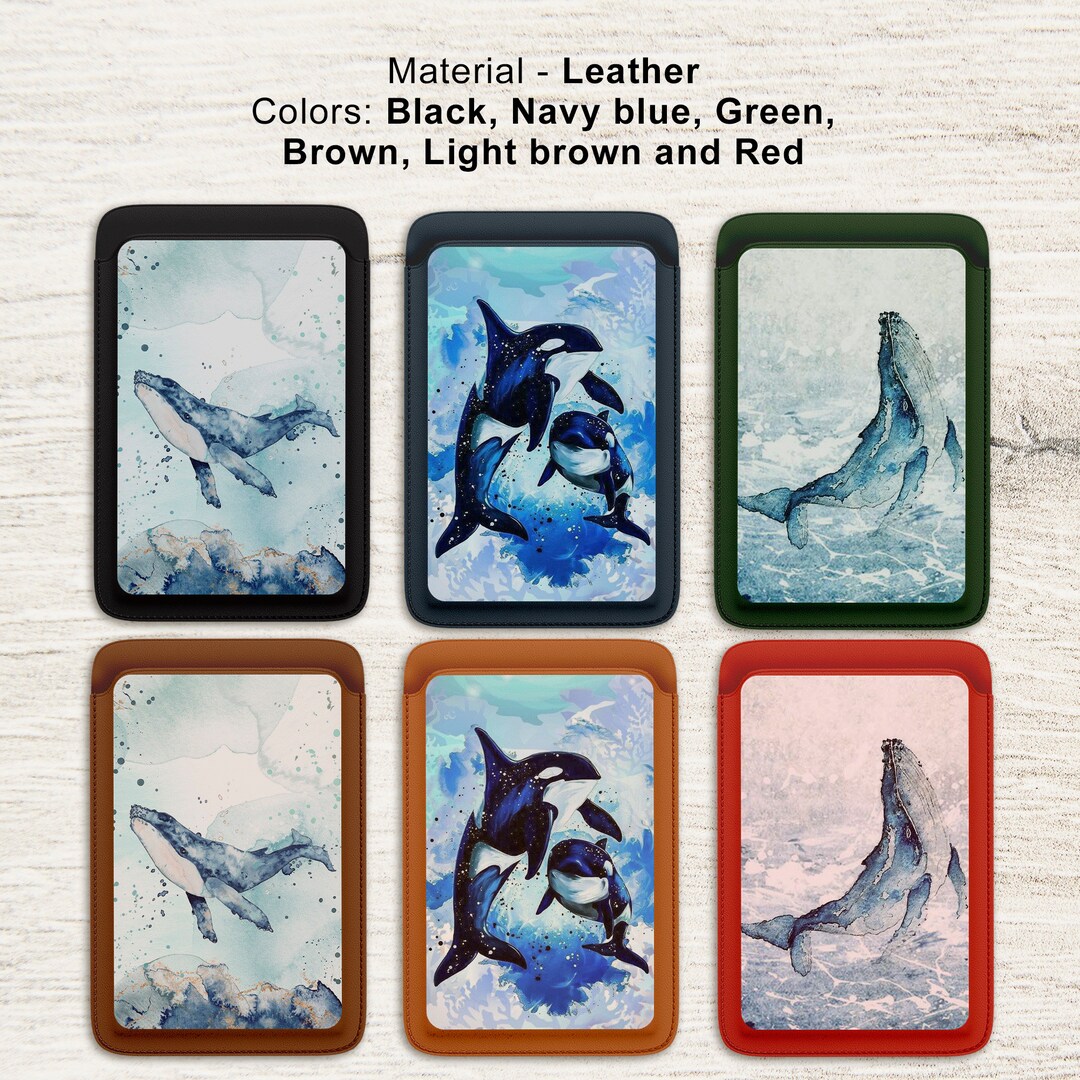Blue Whale Magnetic Wallet, Orca Watercolour Card Holder Case ...