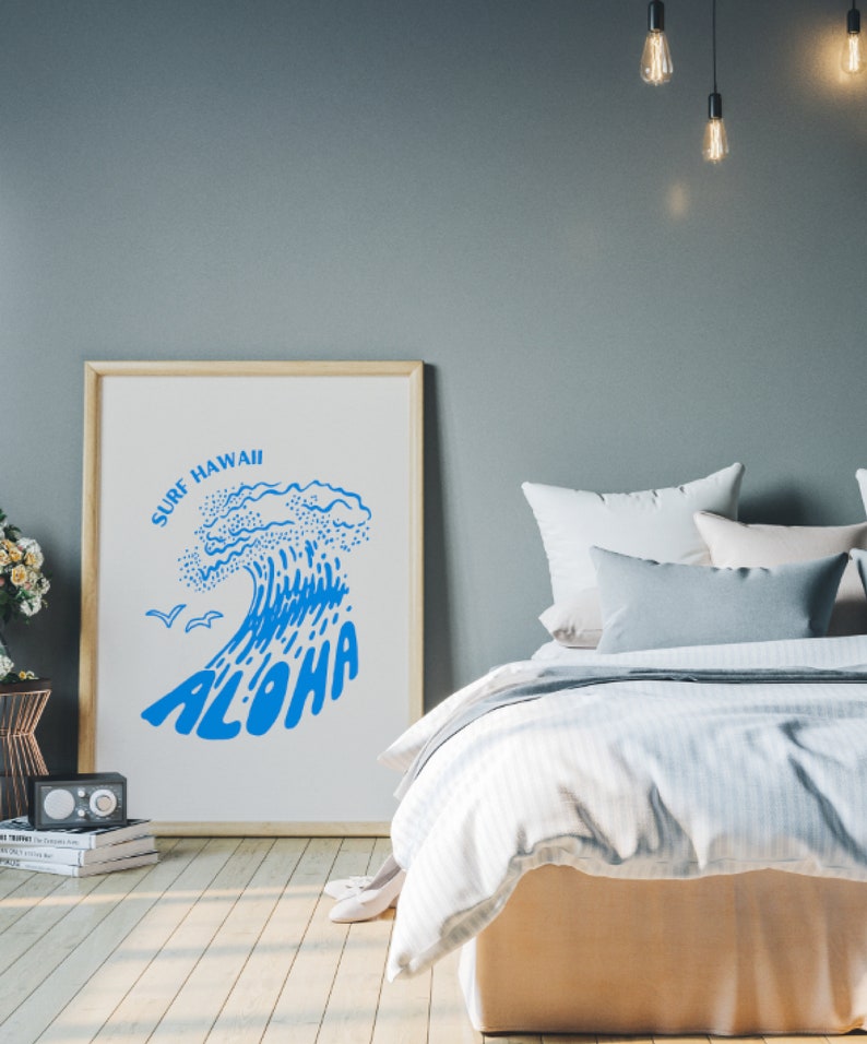 Trendy Coastal Print Aloha Poster Minimalist Beach House Decor Beach ...