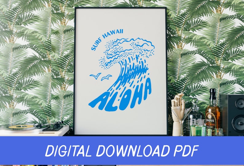 Trendy Coastal Print Aloha Poster Minimalist Beach House Decor Beach ...