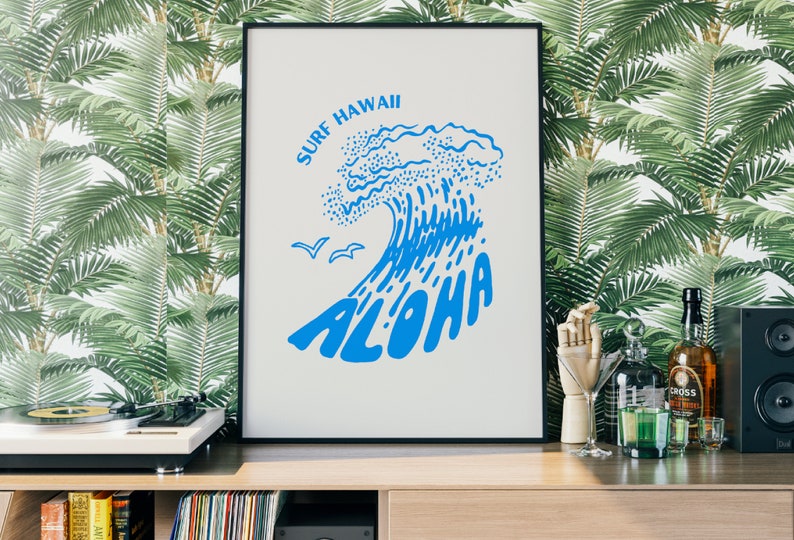 Trendy Coastal Print Aloha Poster Minimalist Beach House Decor Beach ...