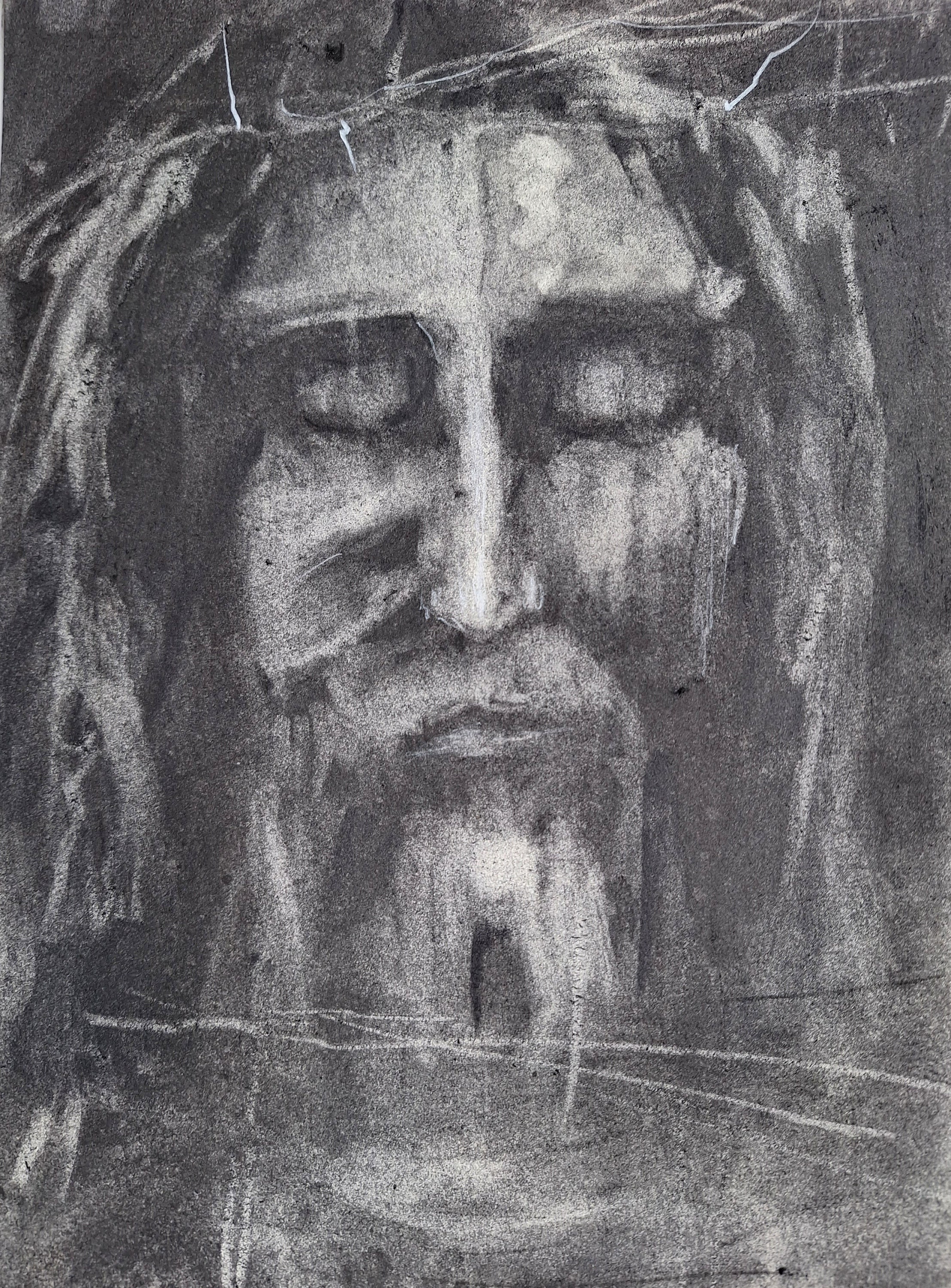 Original Charcoal Drawing of Jesus Christ Face Shroud Art Drawing ...