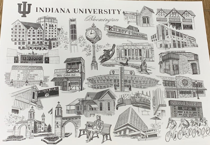Indiana University College Campus Portrait - Etsy