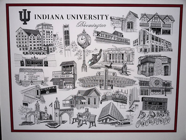 Indiana University College Campus Portrait - Etsy