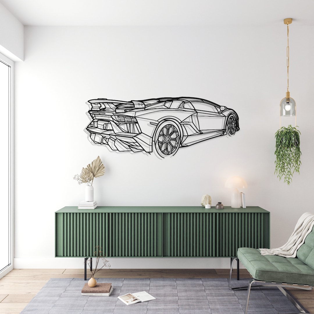 Lamborghini Aventador SVJ Roadster Angle Silhouette, Car Dxf, Car Svg ...