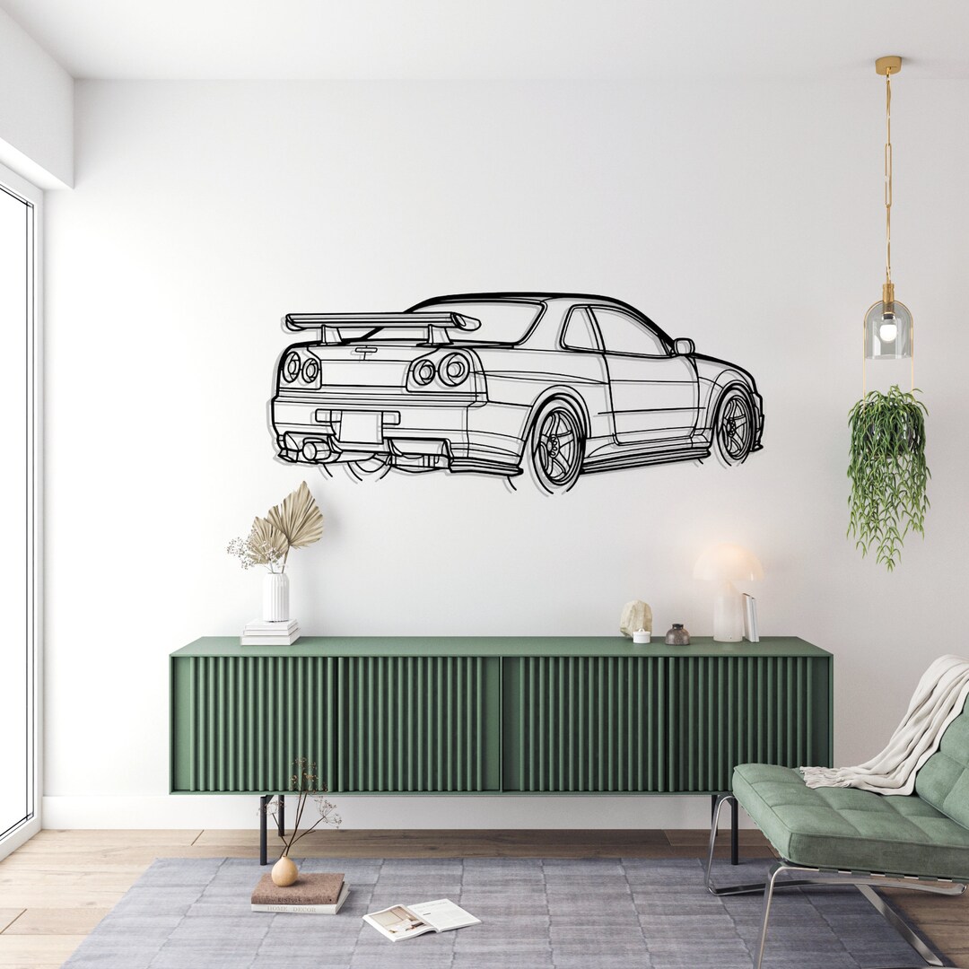 Nissan R34 GTR Angle, car dxf, car svg, car ai, car vector file, dxf ...