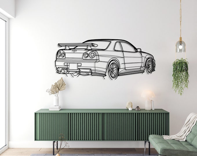 Nissan R34 GTR Angle, Car Dxf, Car Svg, Car Ai, Car Vector File, Dxf ...