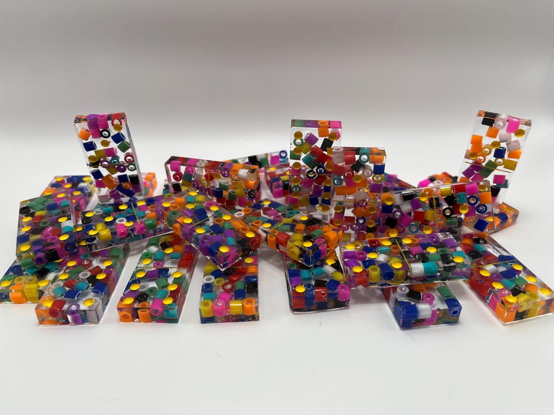 Handmade Resin Domino Set: Assorted Colorful Beads With Storage Bag - Etsy