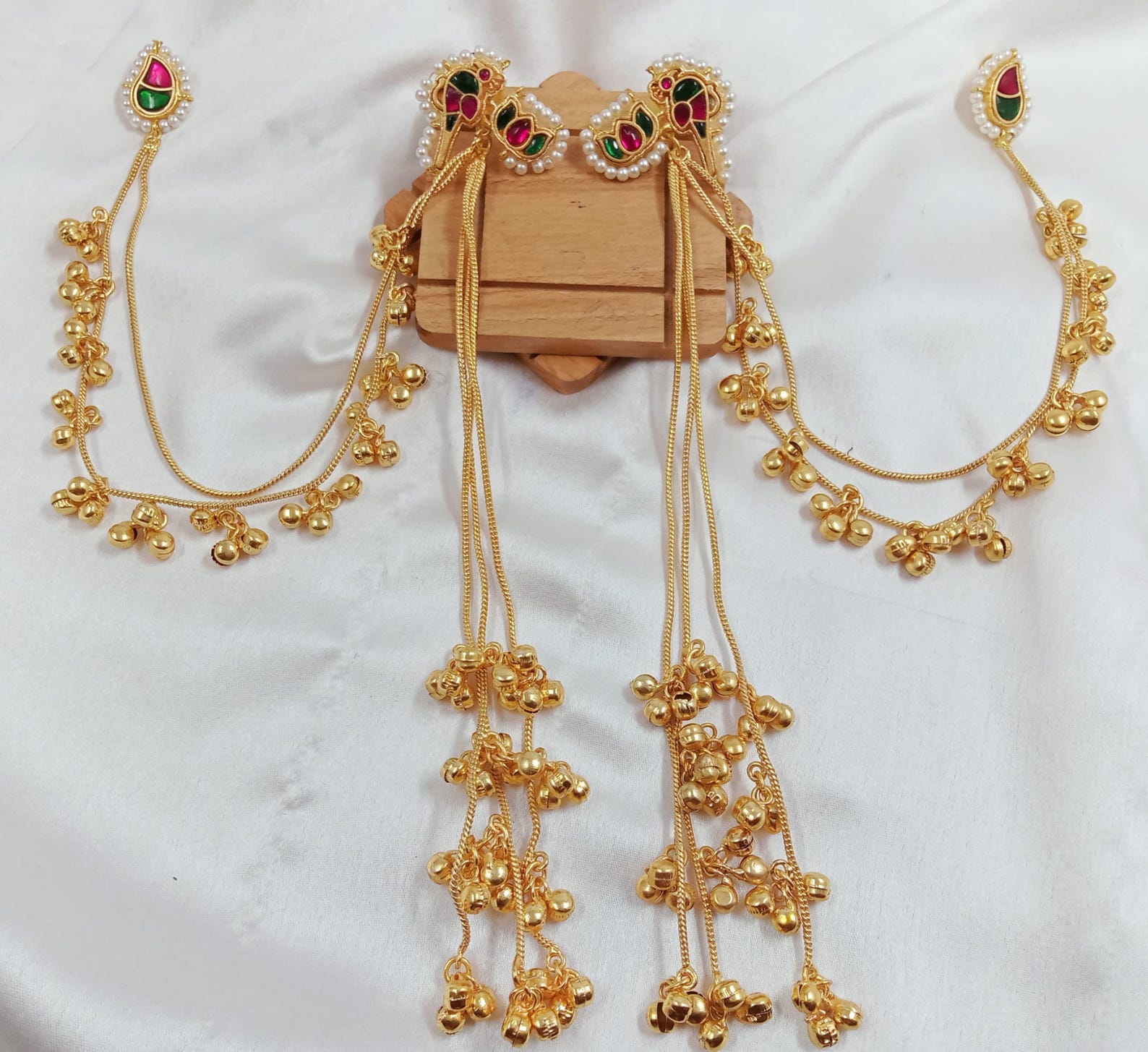 Earrings, Studded Jhumka, Ghungroo Chain Kashmiri Earring, Unique ...