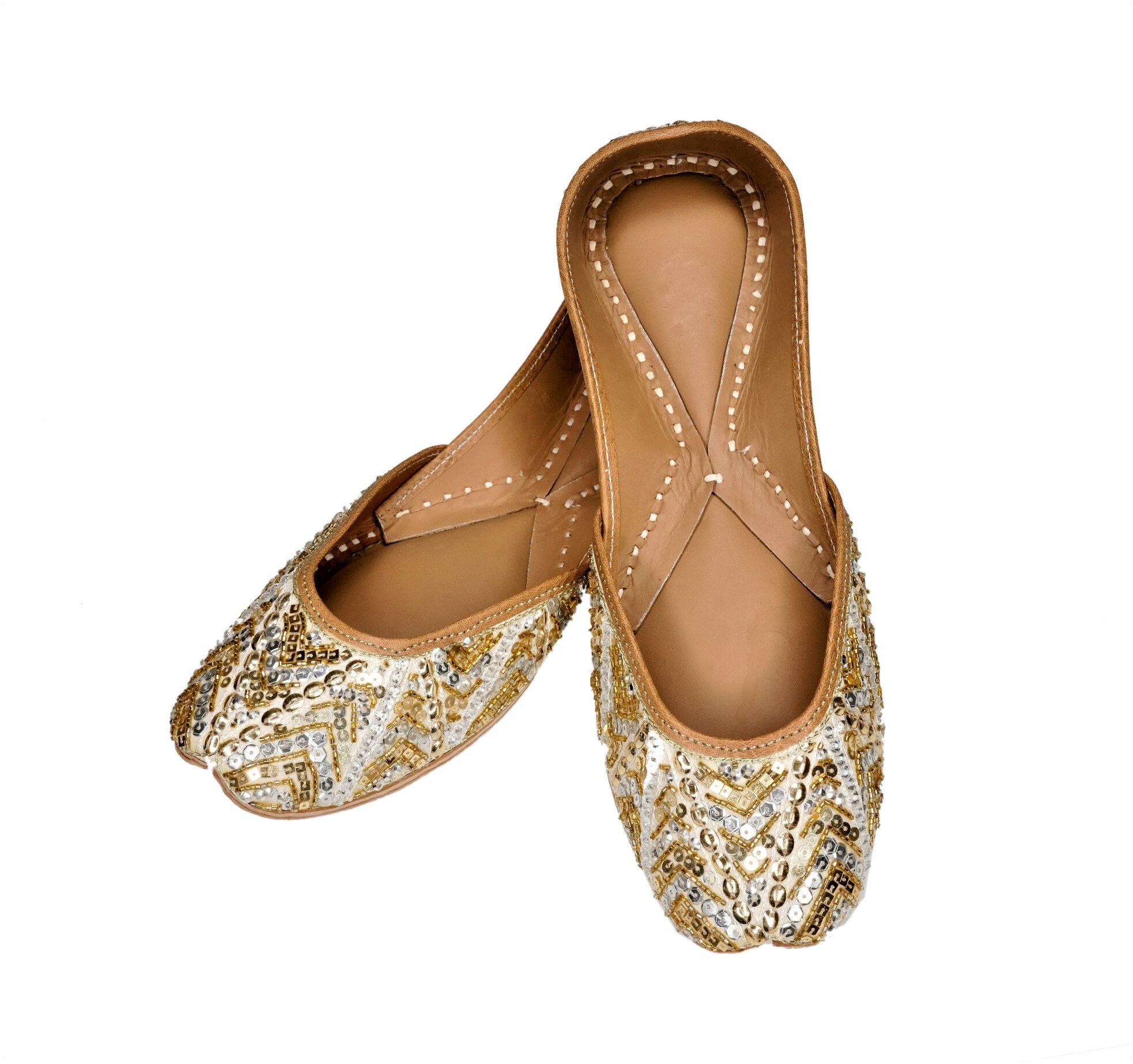 Embellished Leather Jutti Shoes: Indian Khussa Mojari Flats - Etsy