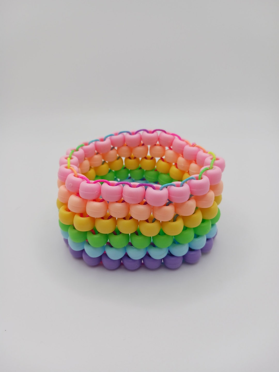 Pastel Rainbow Kandi Cuff Made to Order - Etsy