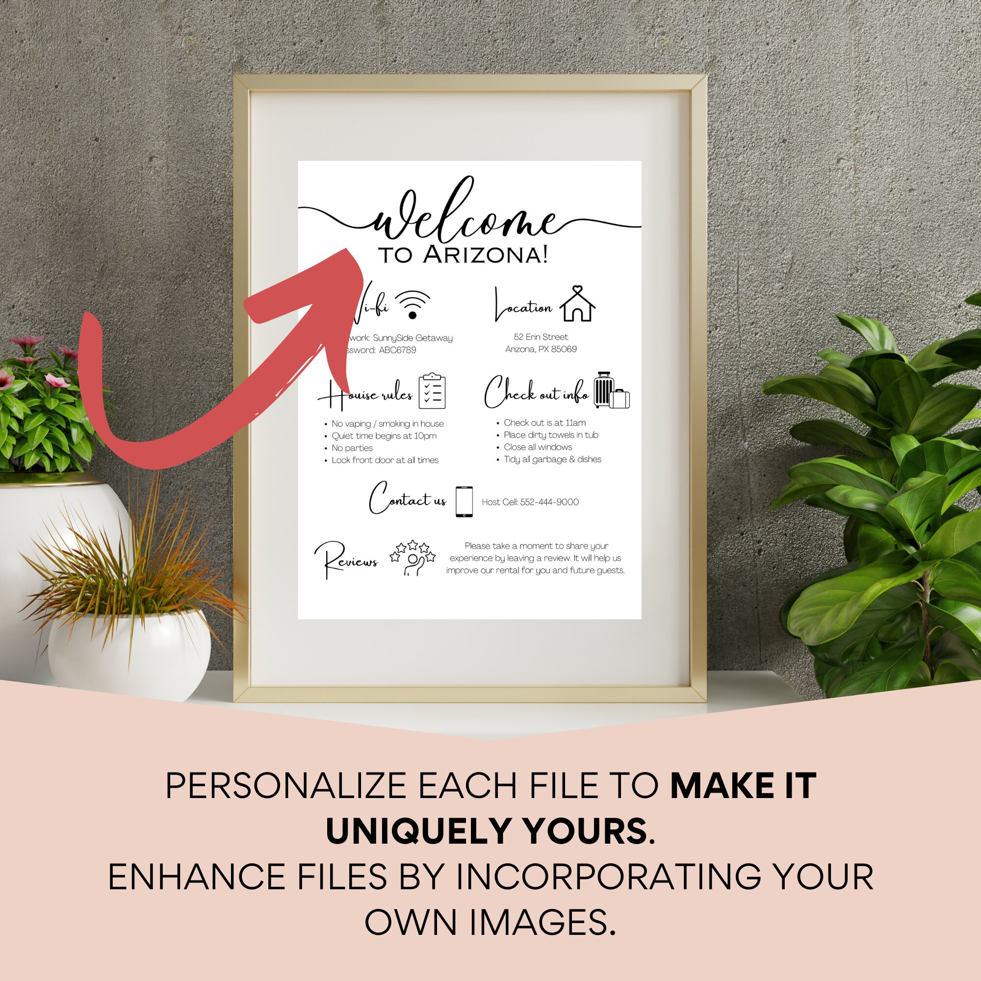 Airbnb, VRBO Host Bundle, Custom, Editable Welcome Sign and Printables ...