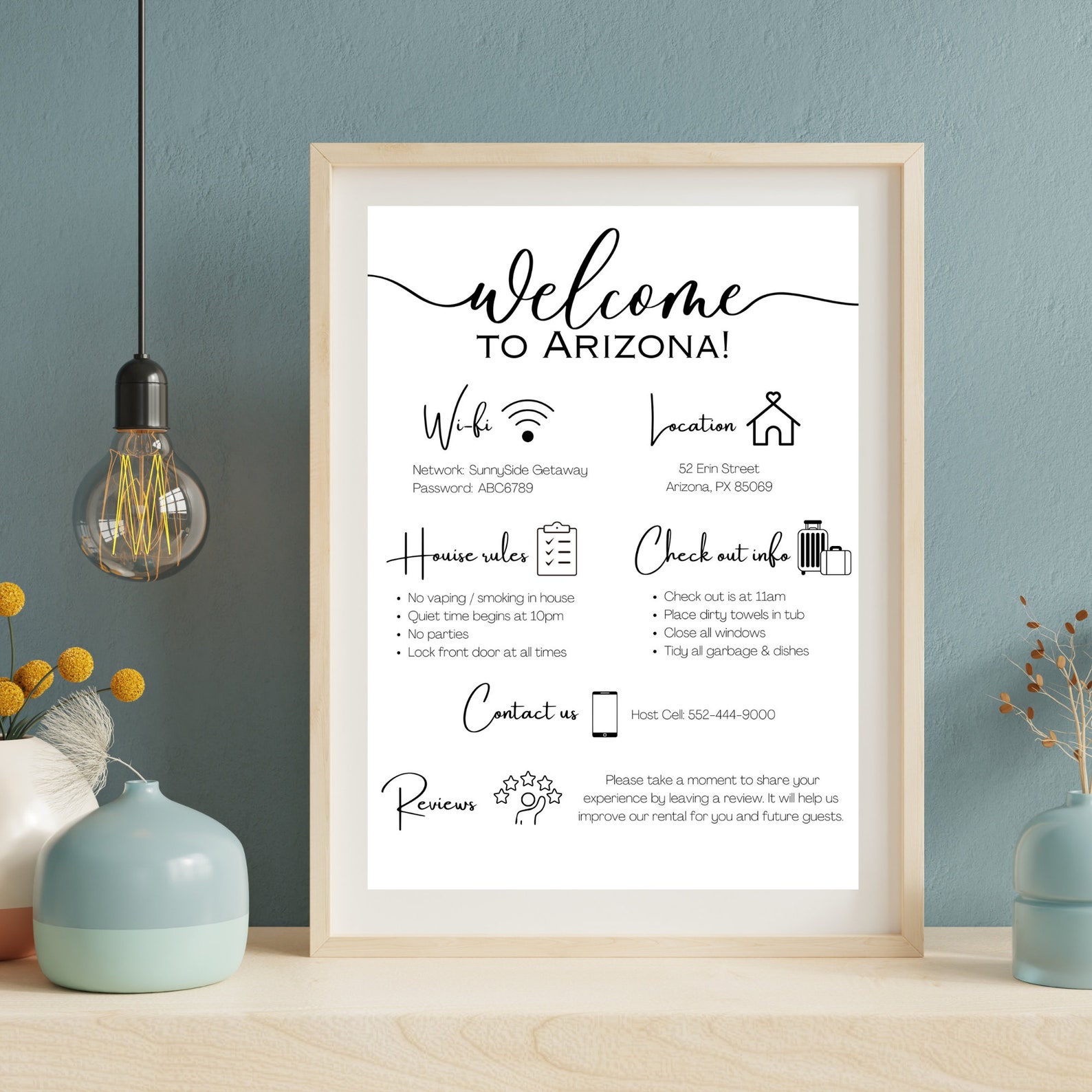 Airbnb, VRBO Host Bundle, Custom, Editable Welcome Sign and Printables ...