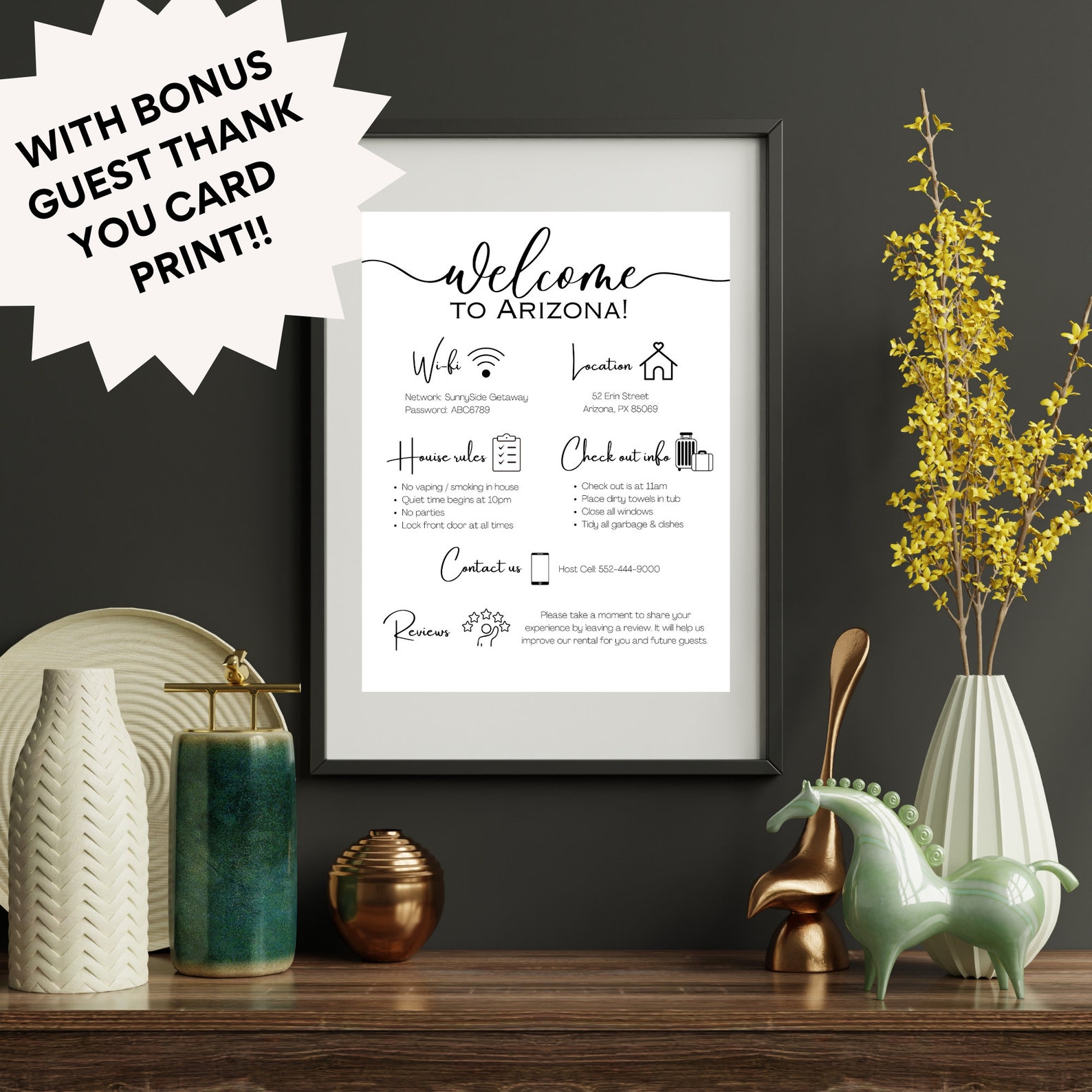Airbnb, VRBO Host Bundle, Custom, Editable Welcome Sign and Printables ...