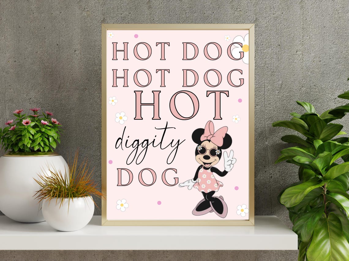 Minnie Mouse Hot Diggity Dog Bar Sign: 2nd Birthday Party Decor ...