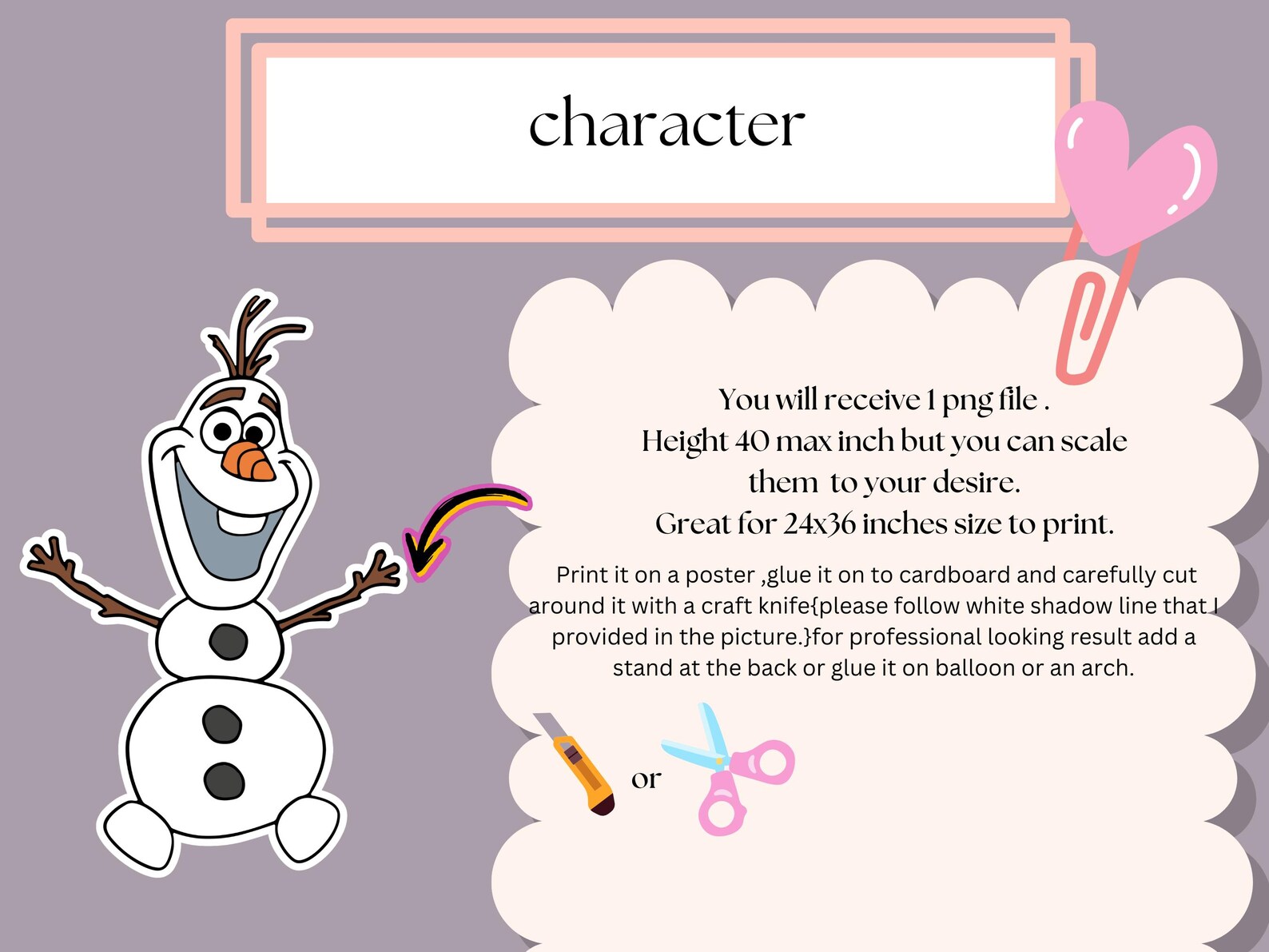 Olaf Cutout: Frozen Party Decoration, Stand up Prop (digital Download ...