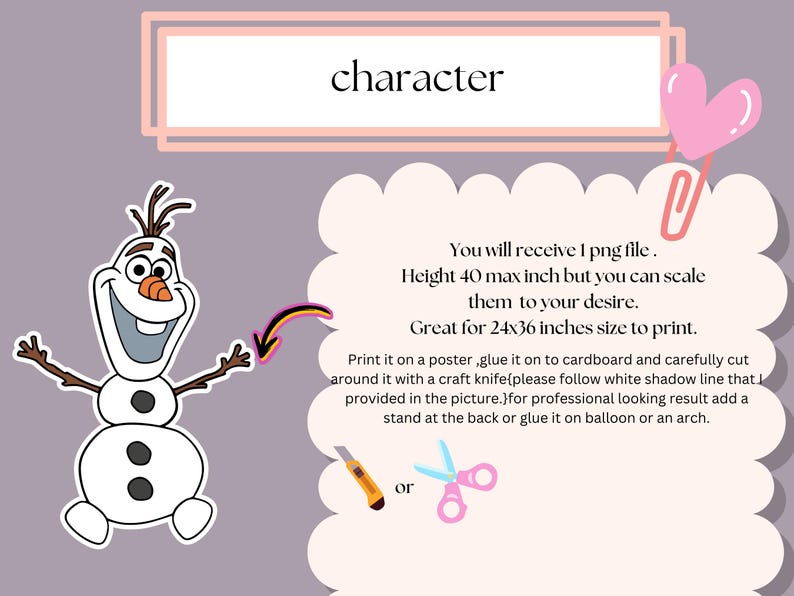 Olaf Cutout: Frozen Party Decoration, Stand up Prop (digital Download ...