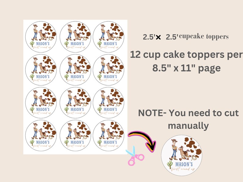 Toy Story Birthday Cupcake Toppers: Woody & Bullseye (digital Printable ...