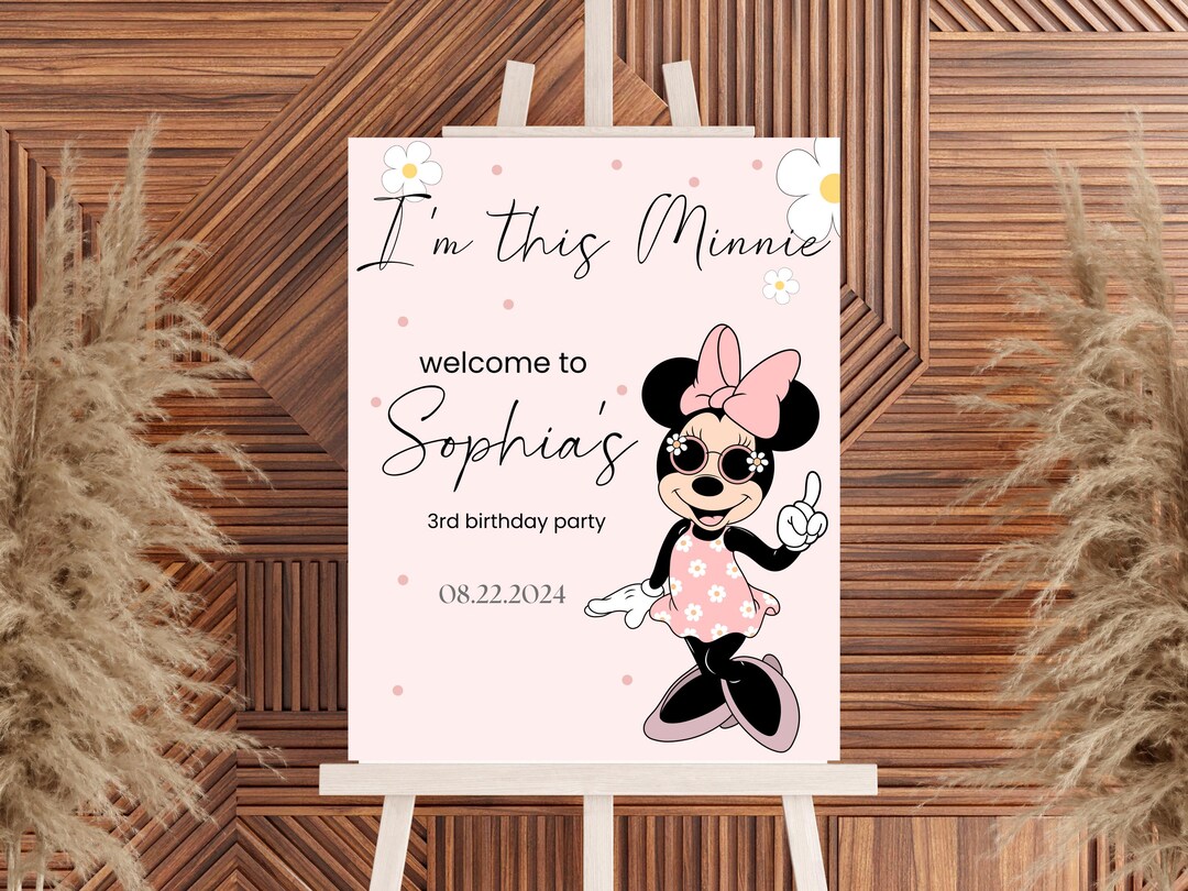 Minnie Mouse Birthday Welcome Sign: Groovy Daisies (digital Download ...