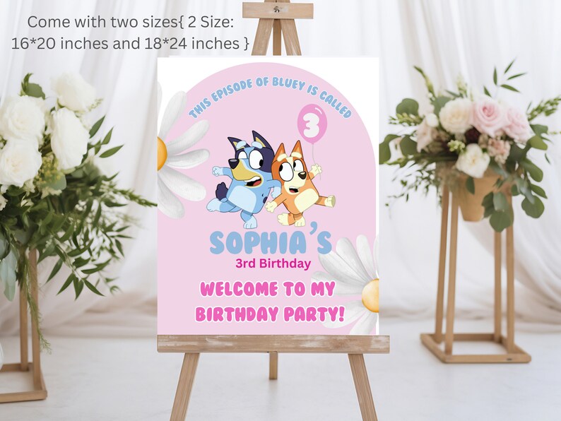 Editable Bluey Welcome Sign for Girl Blue Dog Birthday Sign Bluey ...