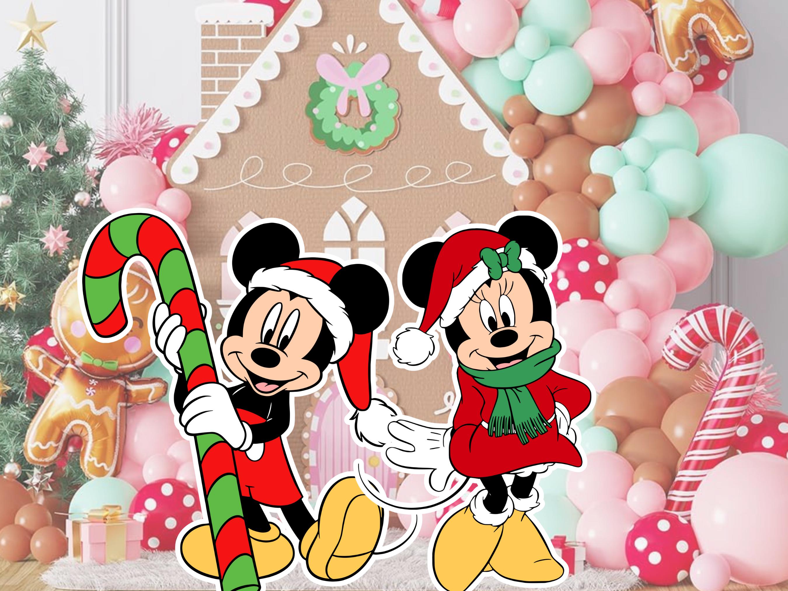 Santa Mouse Cutout, Christmas Backdrop Big Decor, Mouse Theme Party ...