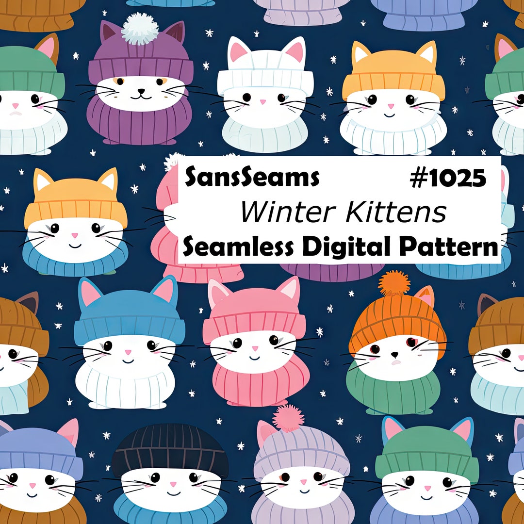 Winter Kittens Digital Seamless Repeating Pattern for Use as Digital ...