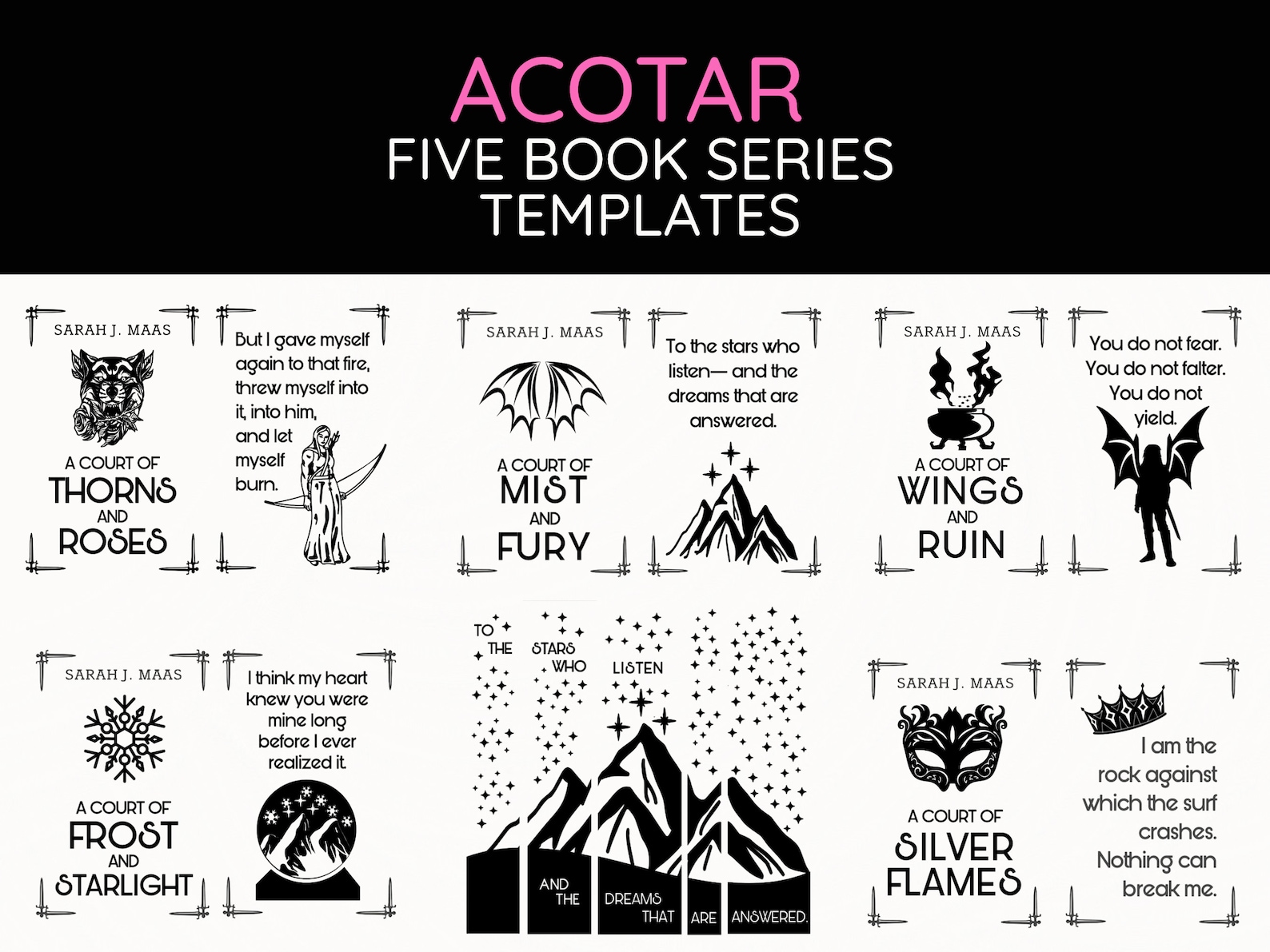 Bookbinding Cover Templates: ACOTAR Series Bookbinding Cover - Etsy Canada