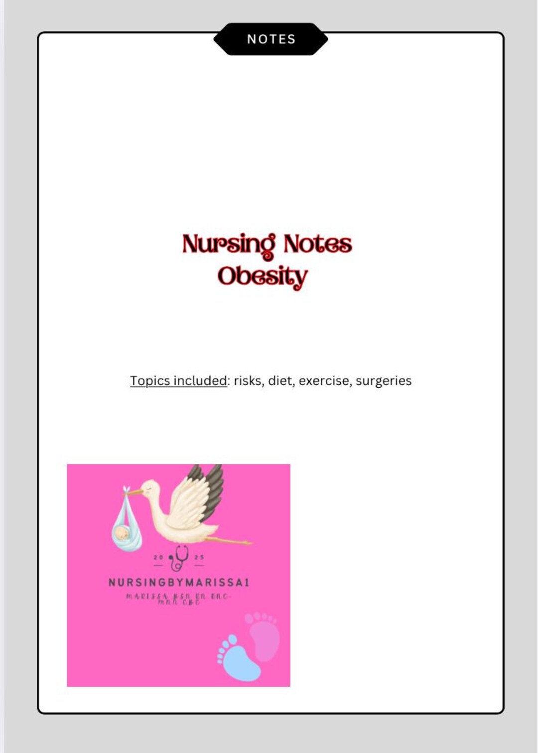 Obesity Nursing School Notes - Etsy