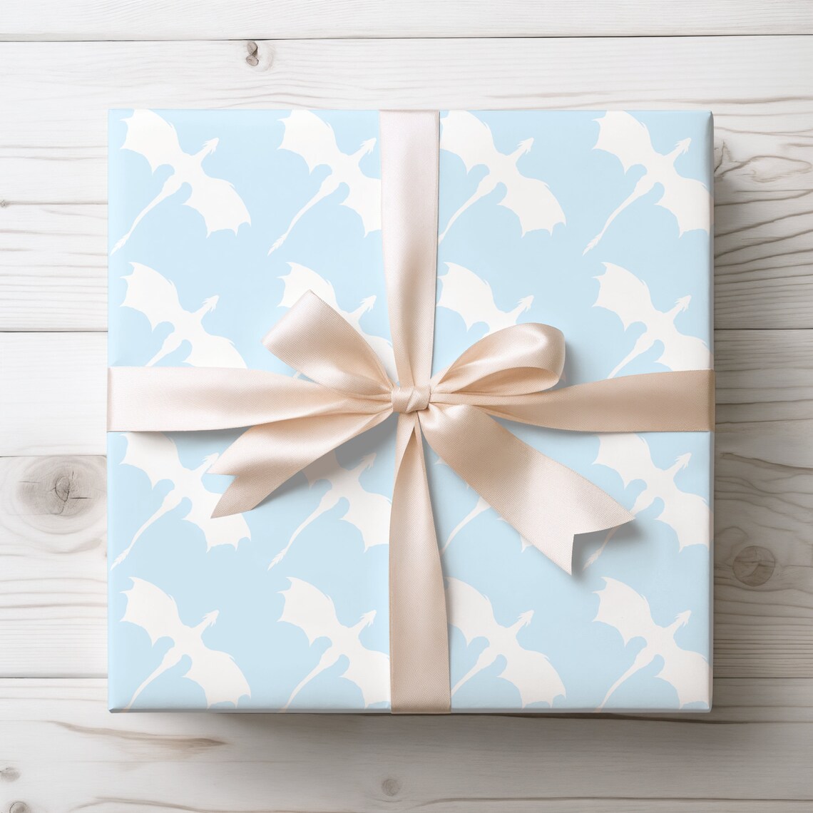 Dragon Wrapping Paper, Blue Wrapping Paper, Dragon Gift Wrapping, Blue ...