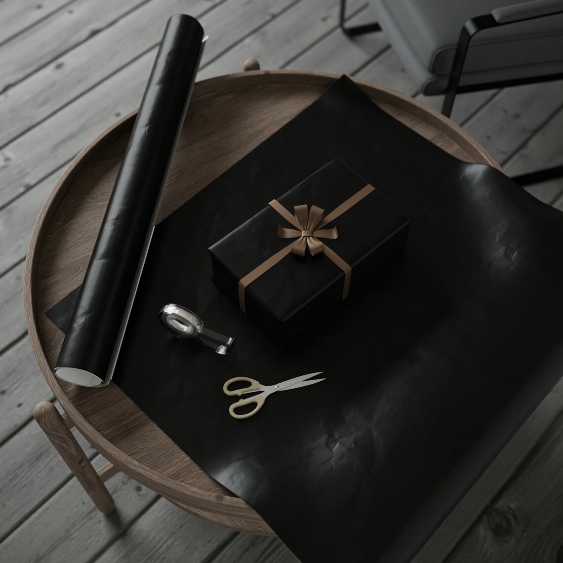 Black Wrapping Paper, Solid Black Gift Wrapping, Plain Wrapping Paper ...