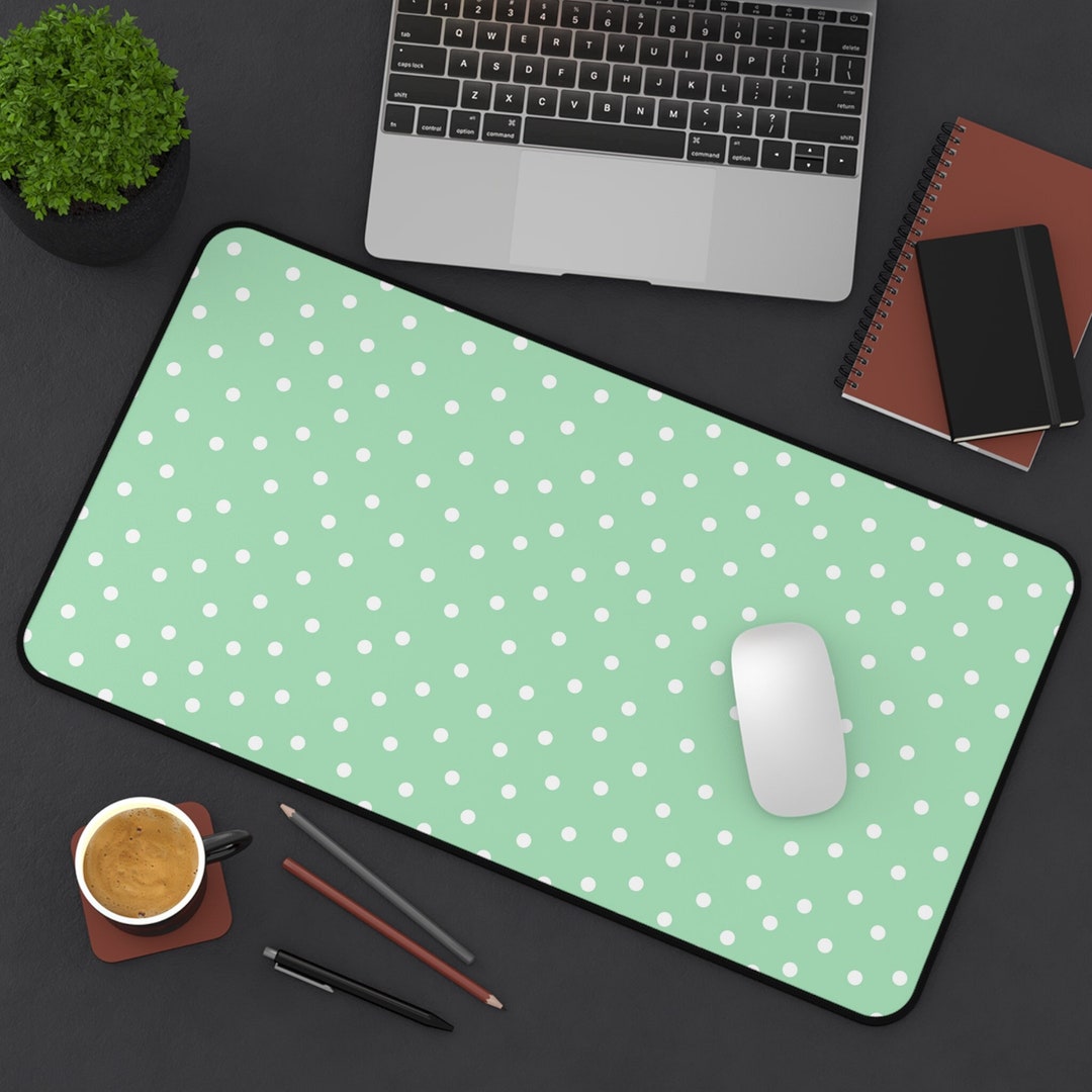 Polka Dot Desk Mat, Mint Green Desk Mat, Mint Green Office Supplies ...