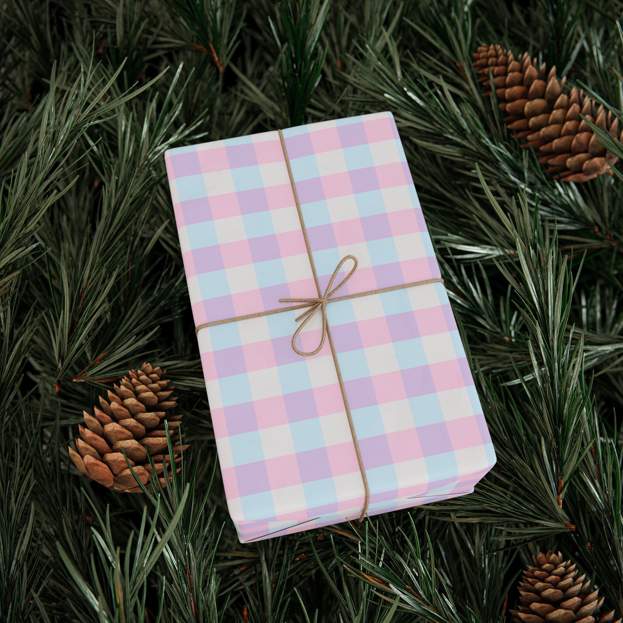 Pink and Blue Gingham Wrapping Paper, Plaid Wrapping Paper, Blue Gift ...