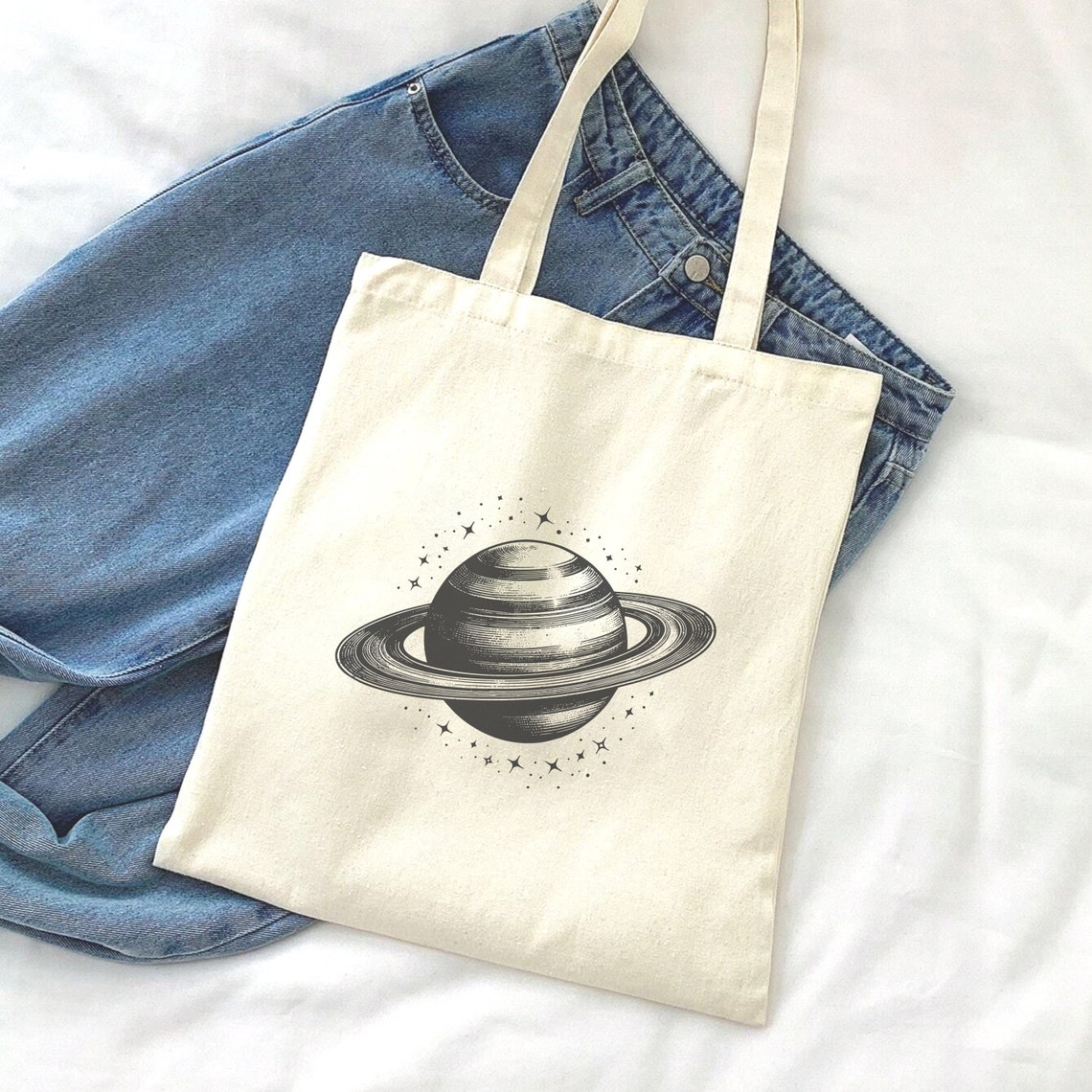 Saturn Tote Bag, Solar System, Planet Tote Bag, Canvas Tote Bag, Cute ...