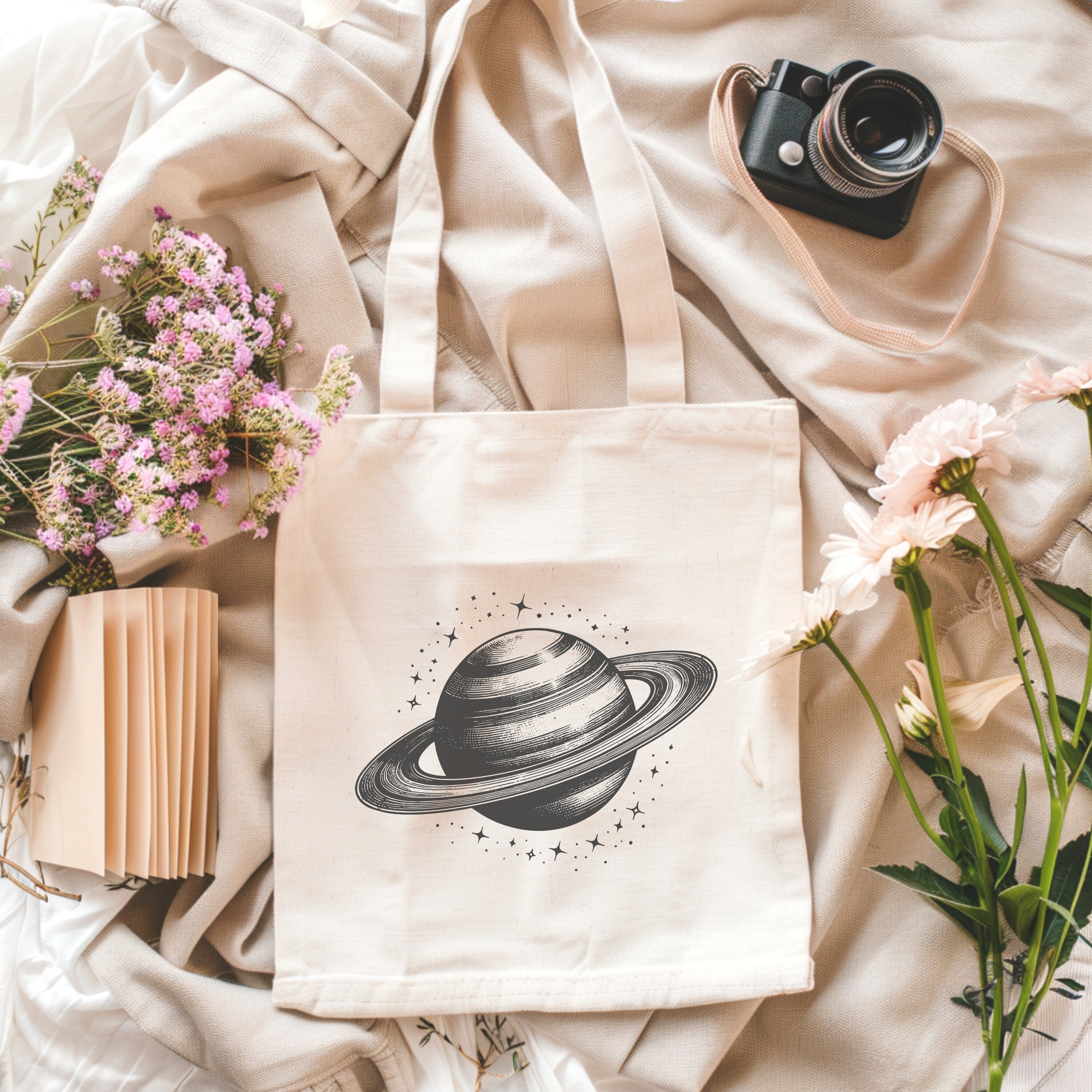 Saturn Tote Bag, Solar System, Planet Tote Bag, Canvas Tote Bag, Cute ...