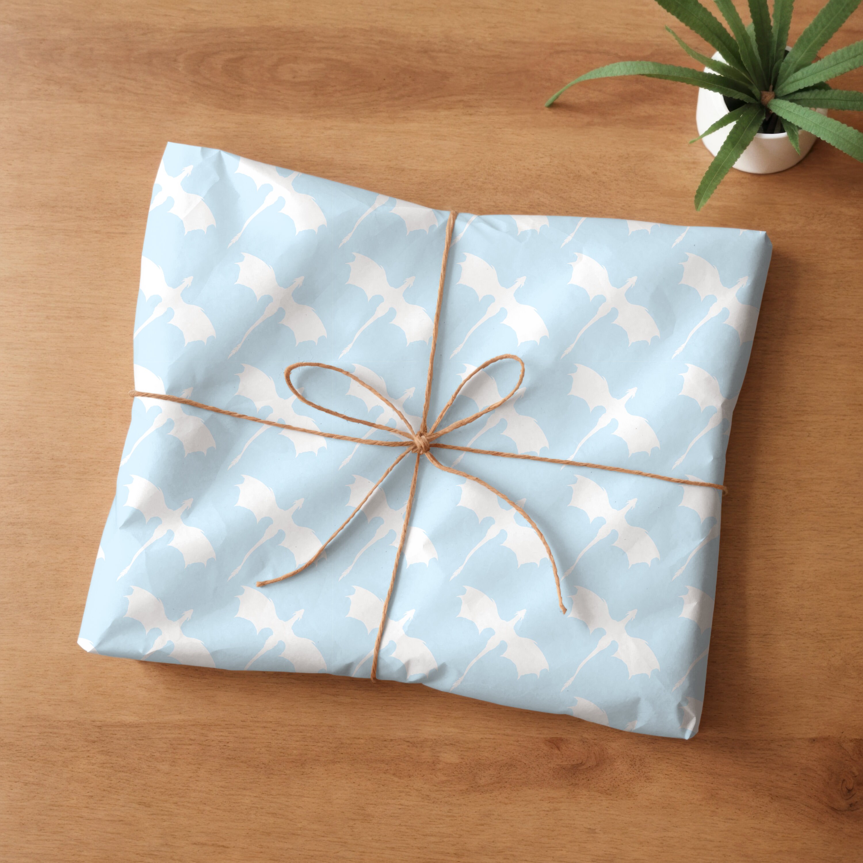 Dragon Wrapping Paper, Blue Wrapping Paper, Dragon Gift Wrapping, Blue ...