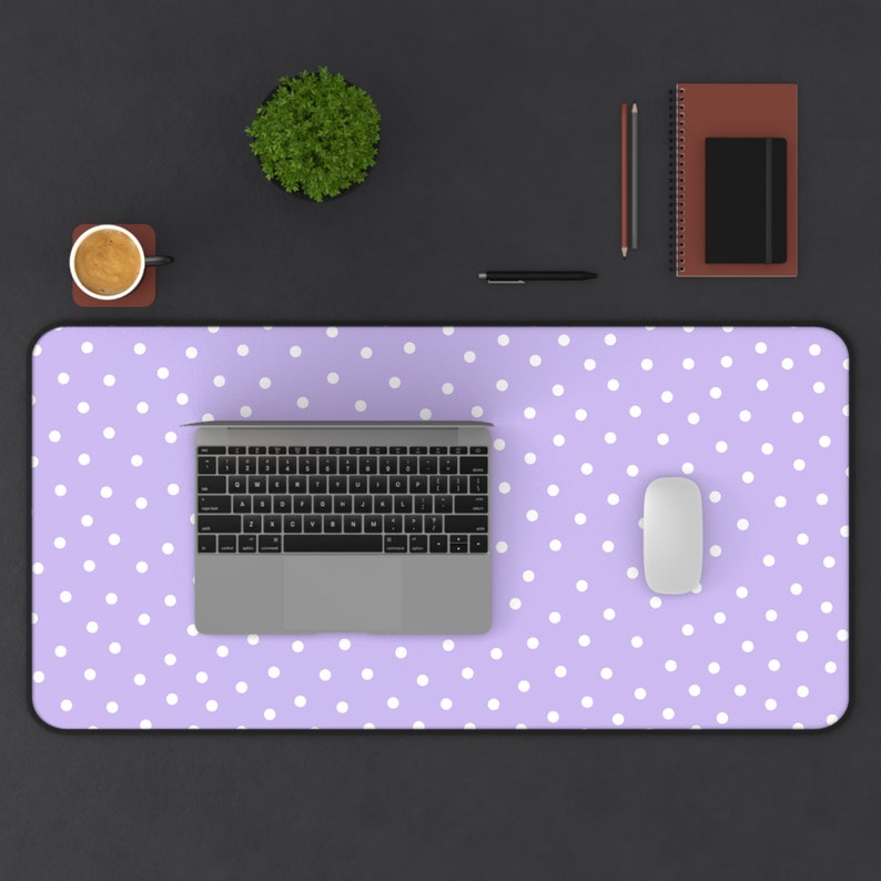 Polka Dot Desk Mat, Purple Desk Mat, Cute Desk Mat, Girl Boss Aesthetic ...