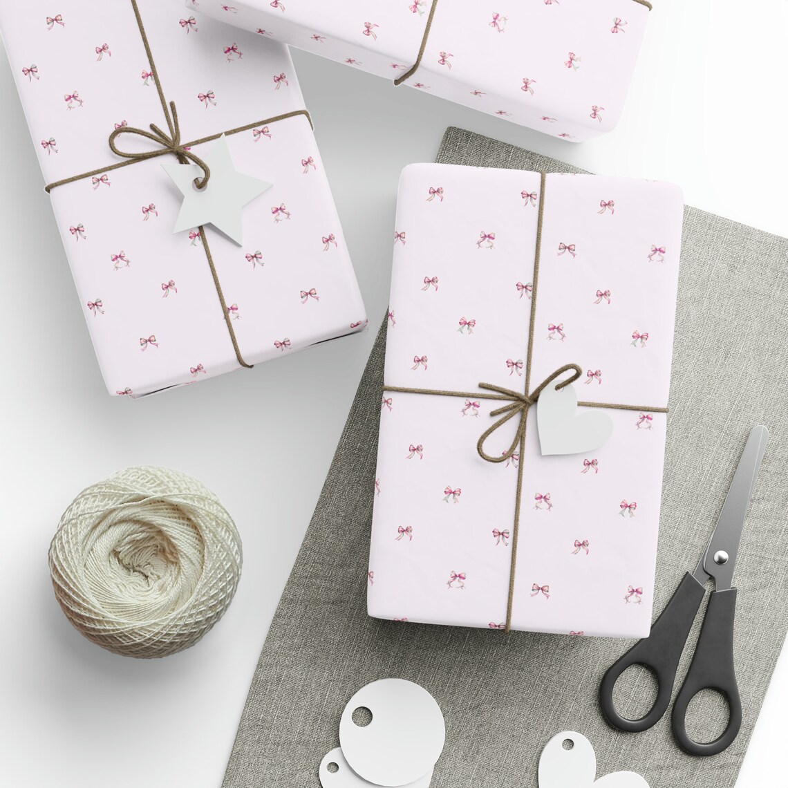 Pink Bow Coquette Wrapping Paper, Pink Bow Gift Wrap, Coquette Paper ...