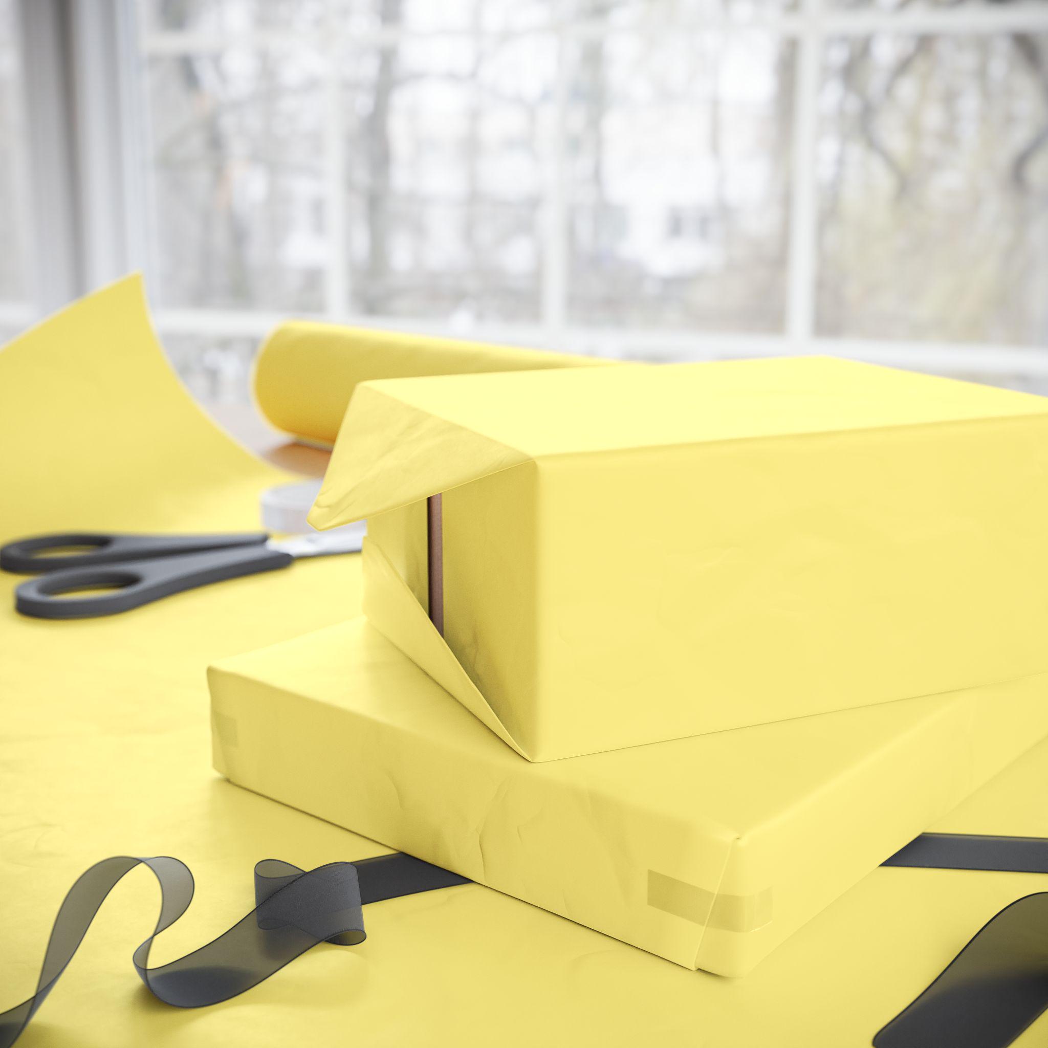 Yellow Wrapping Paper, Yellow Gift Wrapping, Sunshine Yellow Wrapping ...