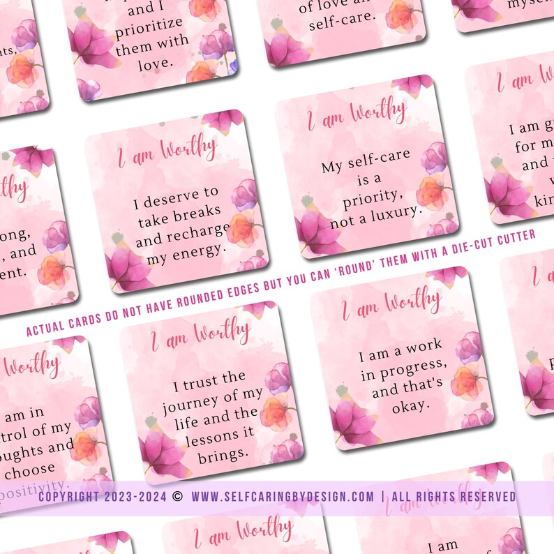 Printable Self-care Affirmations Card Deck, 30 Empowering Quotes ...