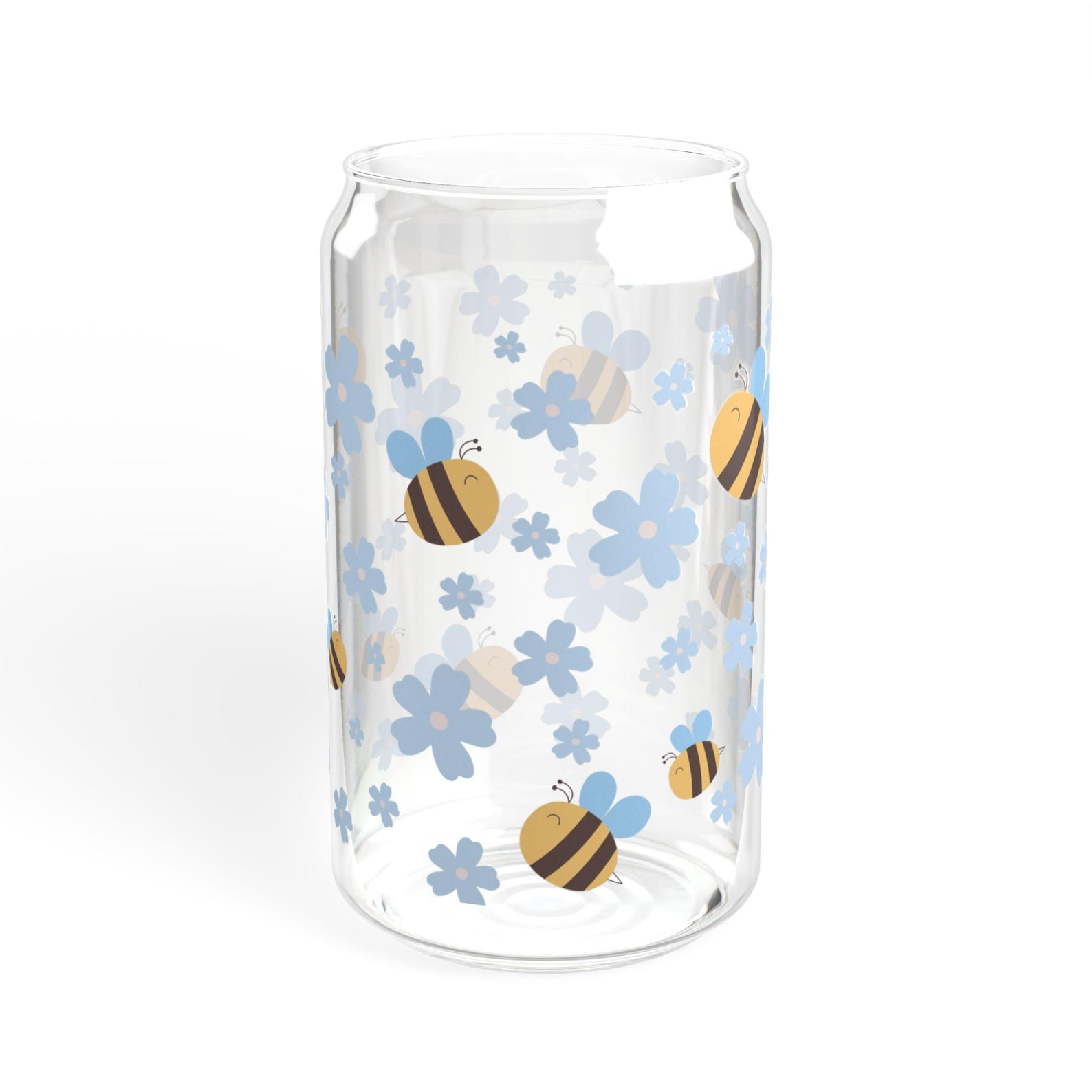 Bee Cup Mason Jar Glass Cold Drink Serving Cup Flower Design Patio ...