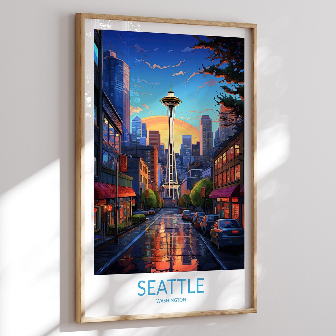 Seattle Print, Seattle Poster, Seattle Wall Art, Seattle Art Print ...