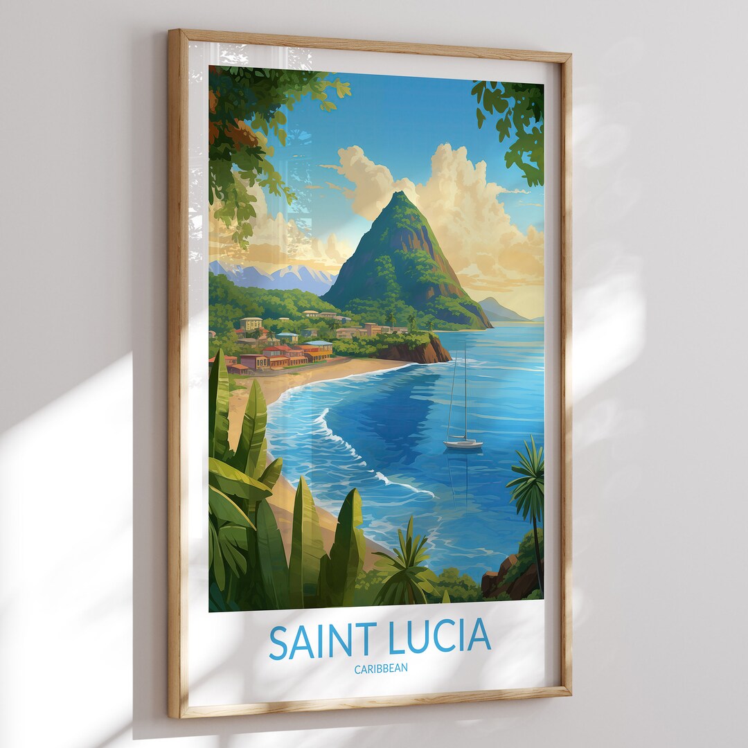 Saint Lucia Print, Saint Lucia Poster, Saint Lucia Wall Art, Saint ...
