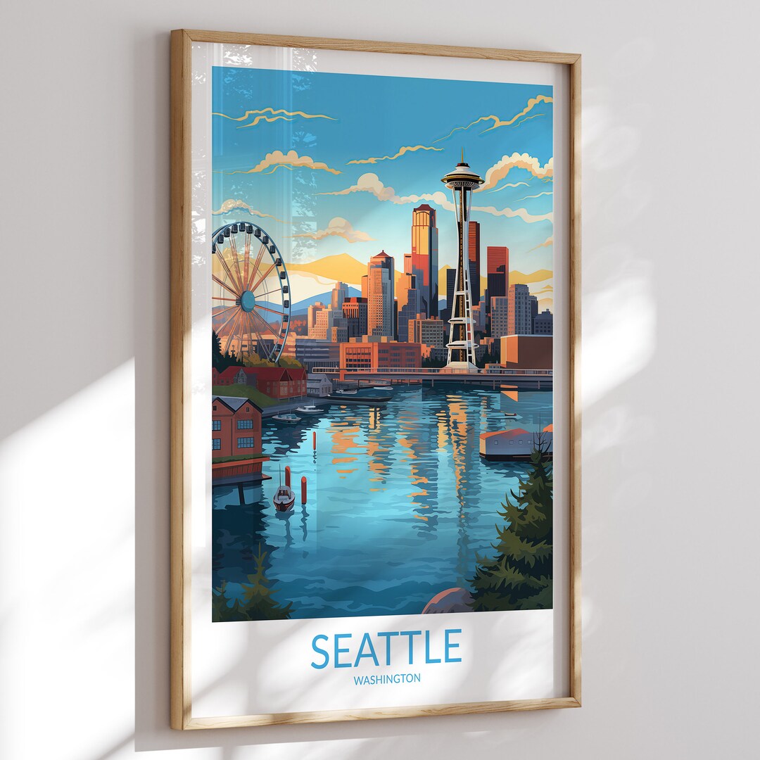Seattle Print, Seattle Poster, Seattle Wall Art, Seattle Art Print ...
