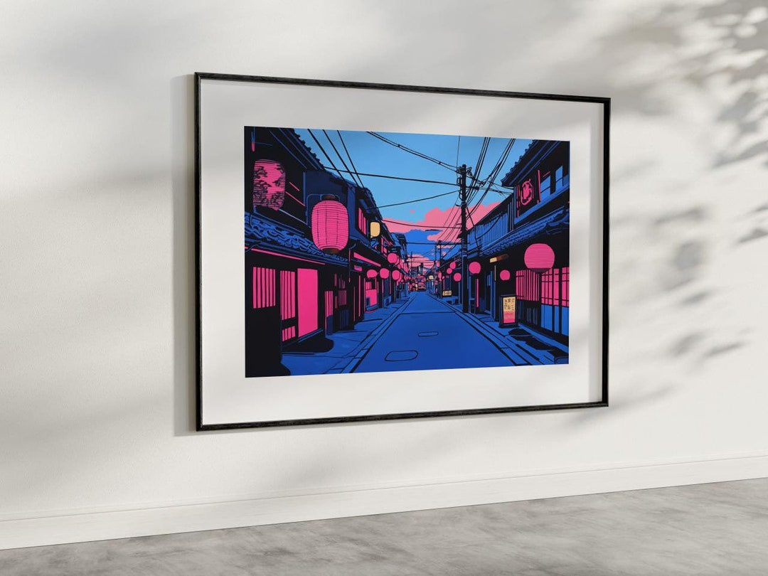 Neon Tokyo Street Poster, Vibrant Japanese Cityscape Art, Retro Urban ...