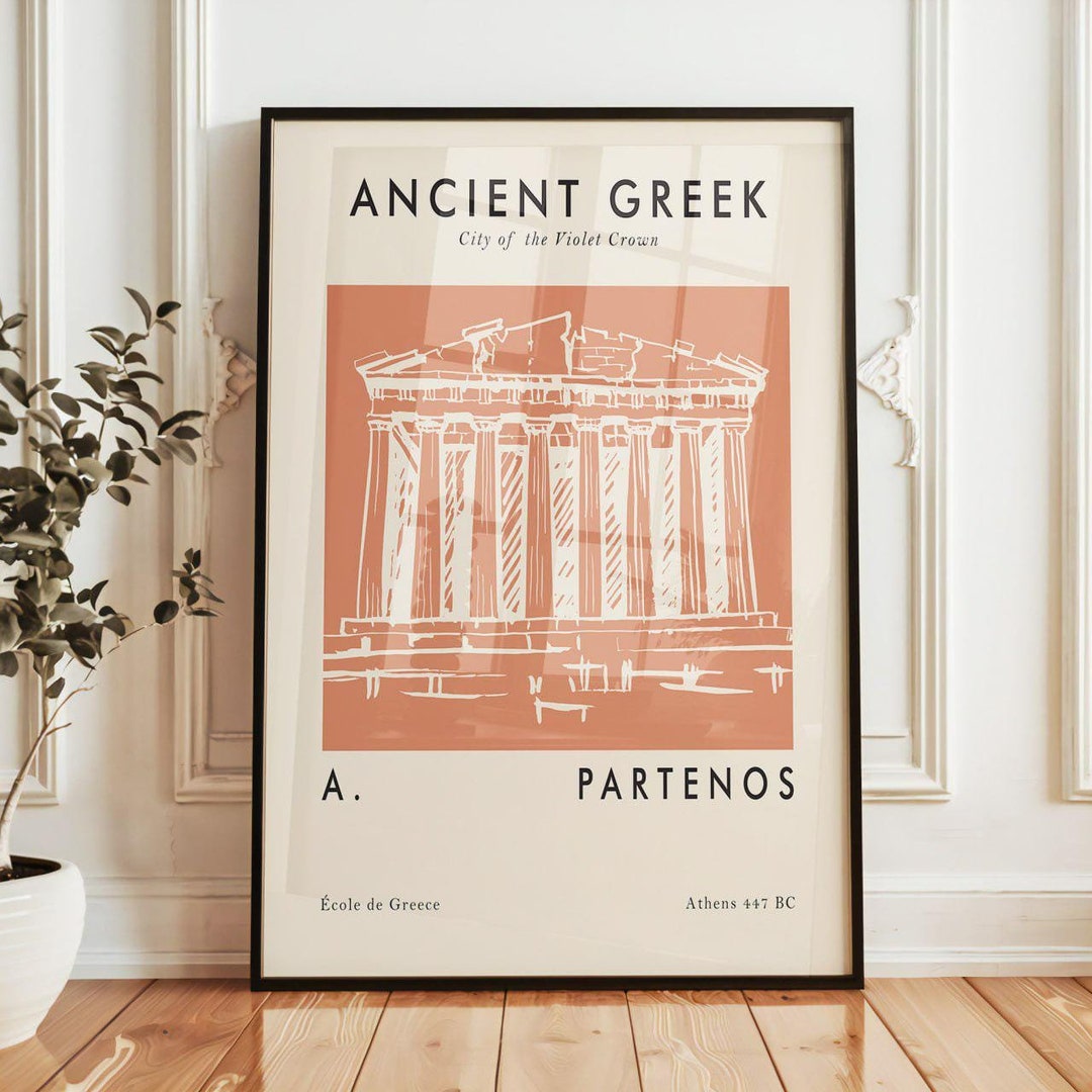 Ancient Greek Architecture Art Print, Parthenon Poster, Classical ...