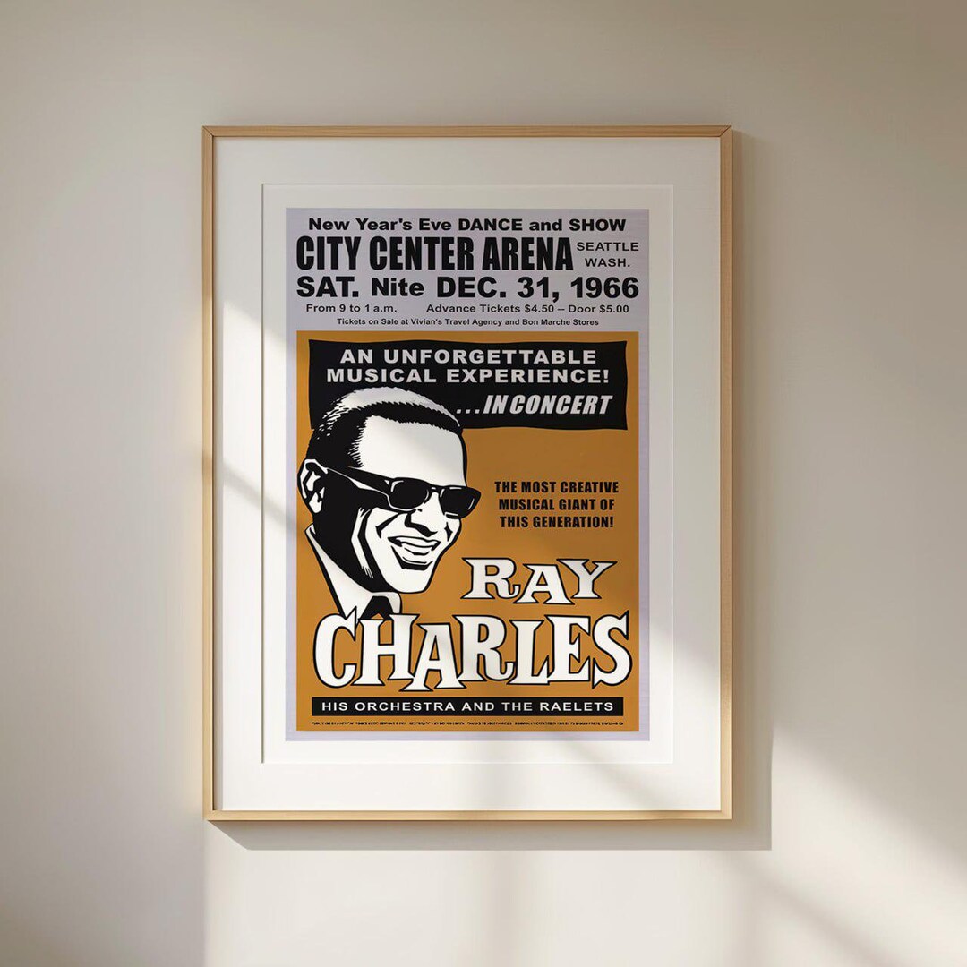 Ray Charles 1966 Concert Poster | High Quality Jazz, Blues, and Soul ...