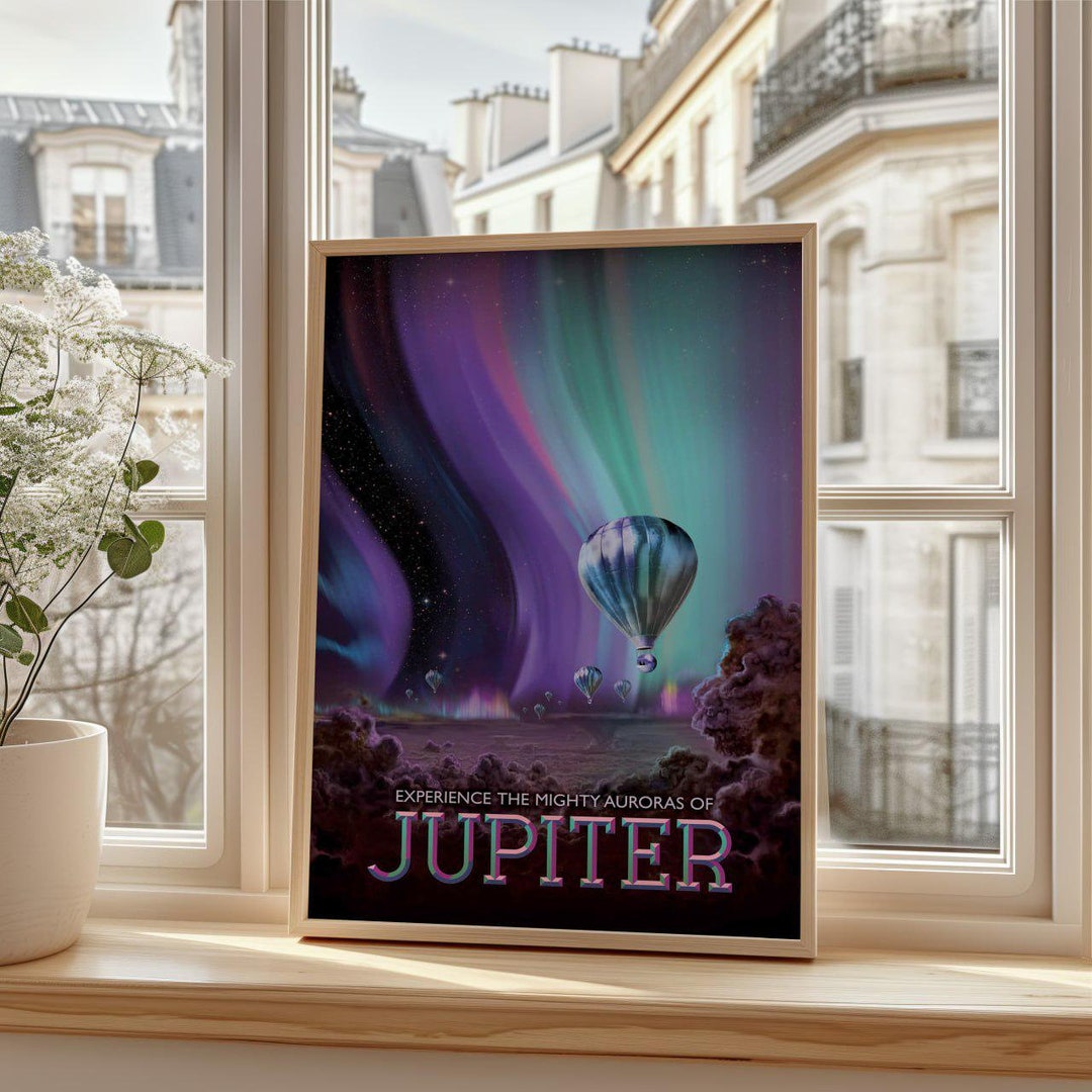 NASA Jupiter Auroras Poster | Sci-fi Space Art Print | Colorful ...