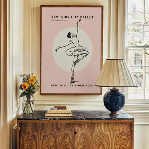 New York City Ballet Poster - Vintage Ballerina Print, Minimalist Dance ...