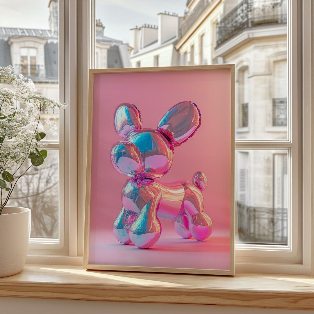 Balloon Dog Poster, Pink Balloon Animal Art, Contemporary Pop Art Print ...