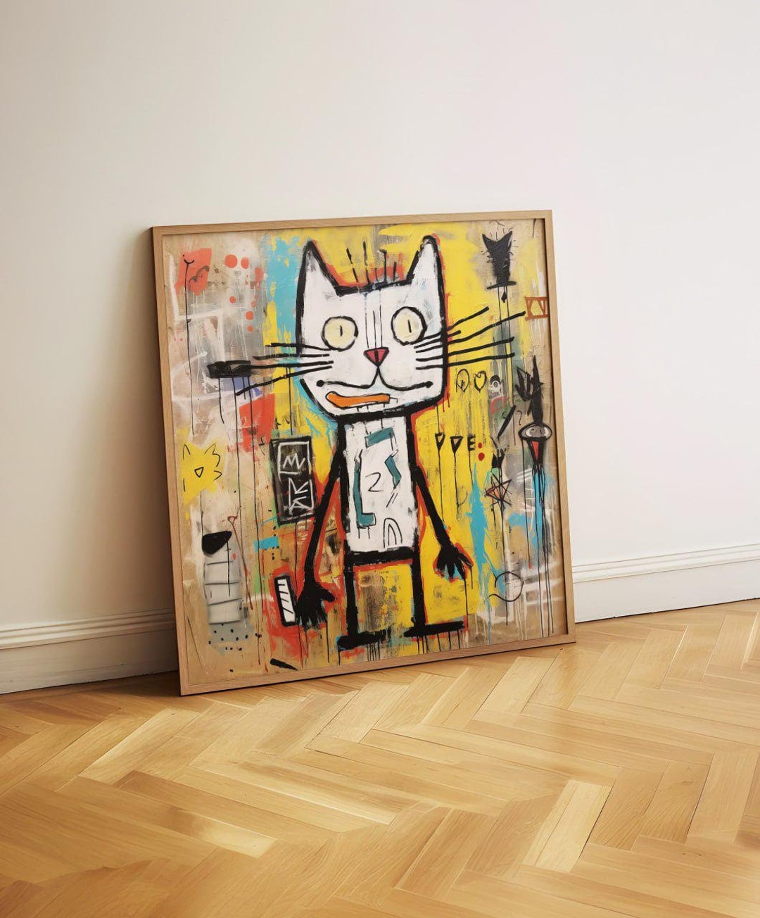 Colorful Cat Graffiti Wall Art | Abstract Urban Street Print | Modern ...